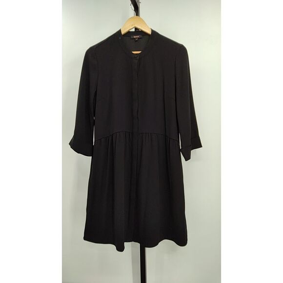 Quince | Dresses | Quince Women Fluid Crepe Shirt Dress Black Basic ...